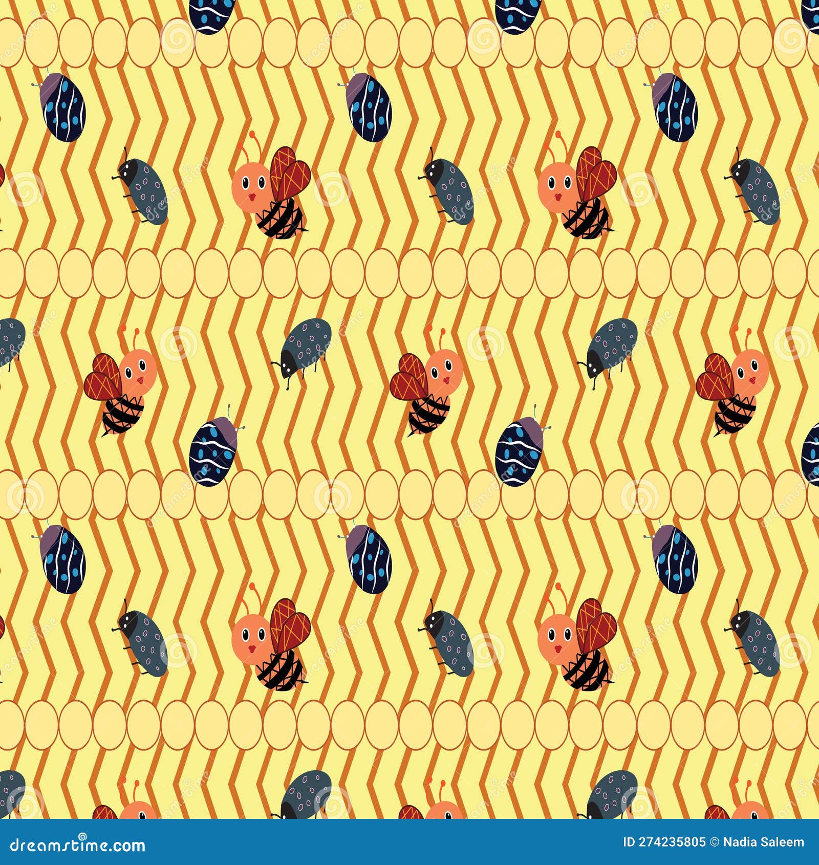 Seamless Bugs Vector Repeat Pattern Stock Vector - Illustration of ...