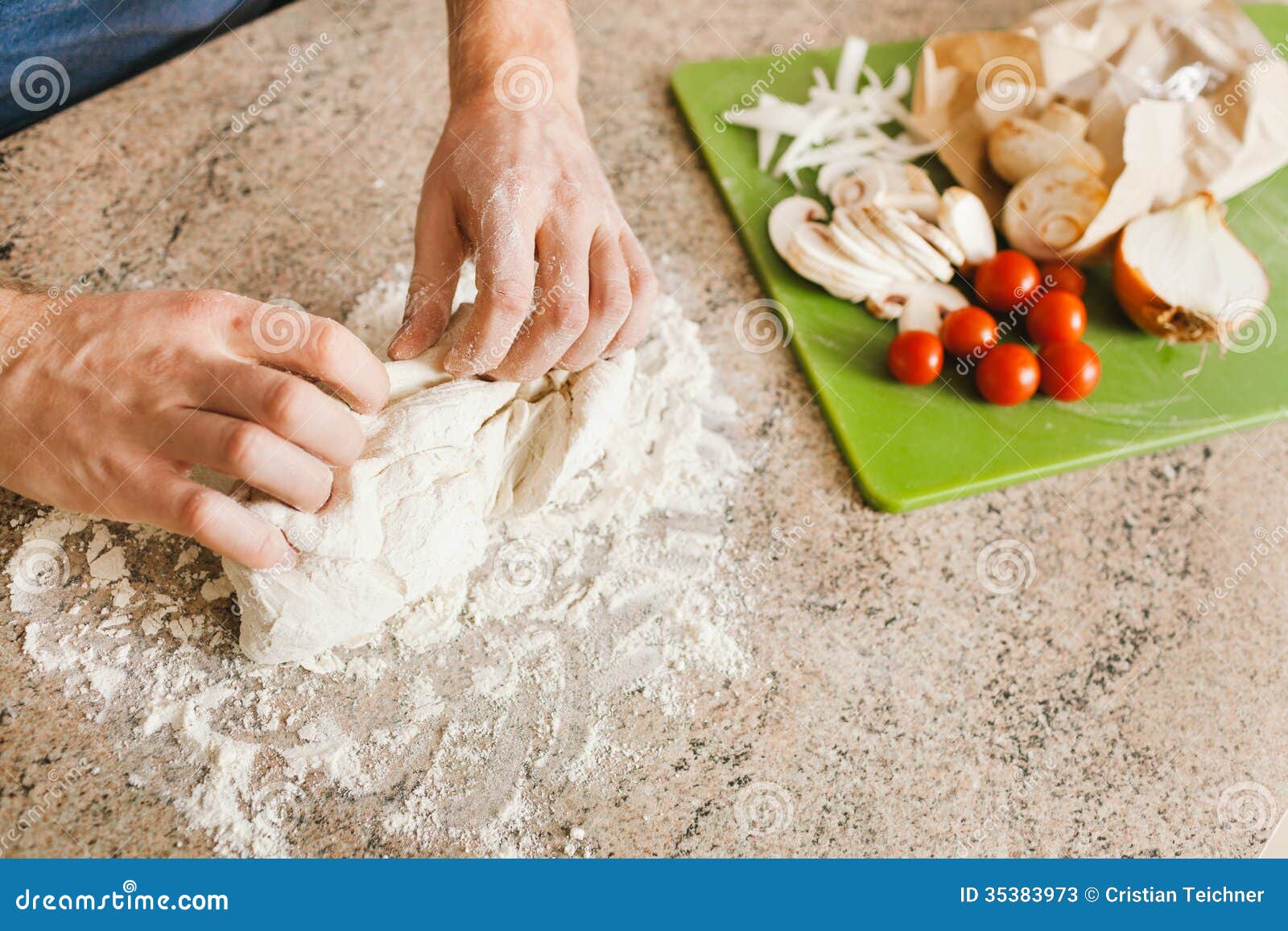 Making Pizza stock image. Image of kneading, preparing - 35383973
