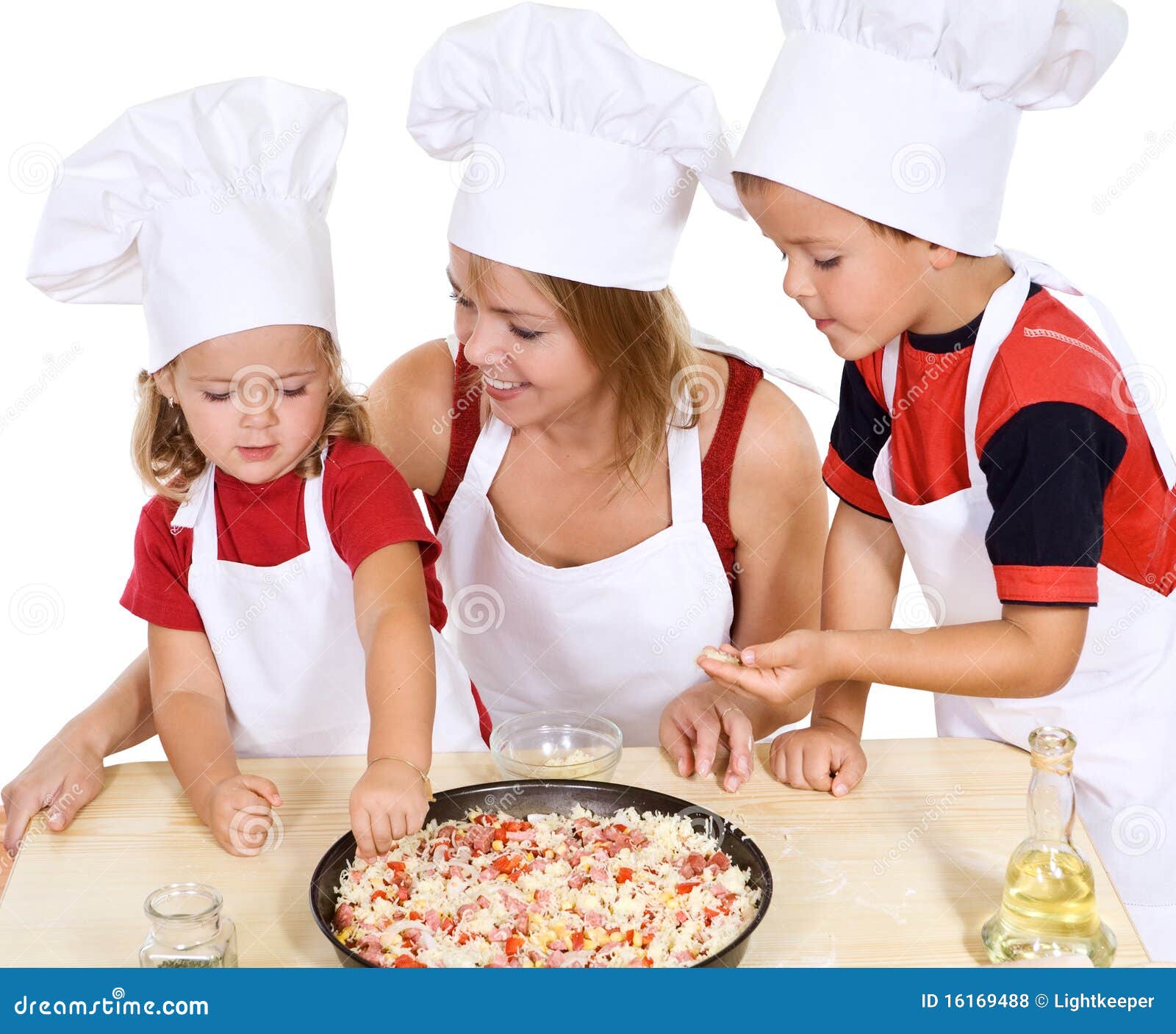 Making pizza with the kids stock photo. Image of isolated - 16169488