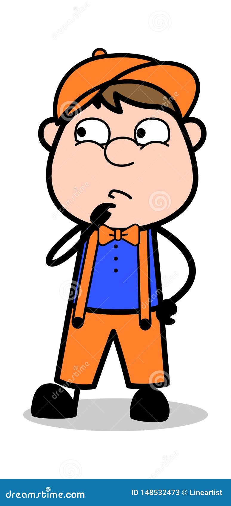 Making Plan - Retro Cartoon Carpenter Worker Vector Illustration Stock ...