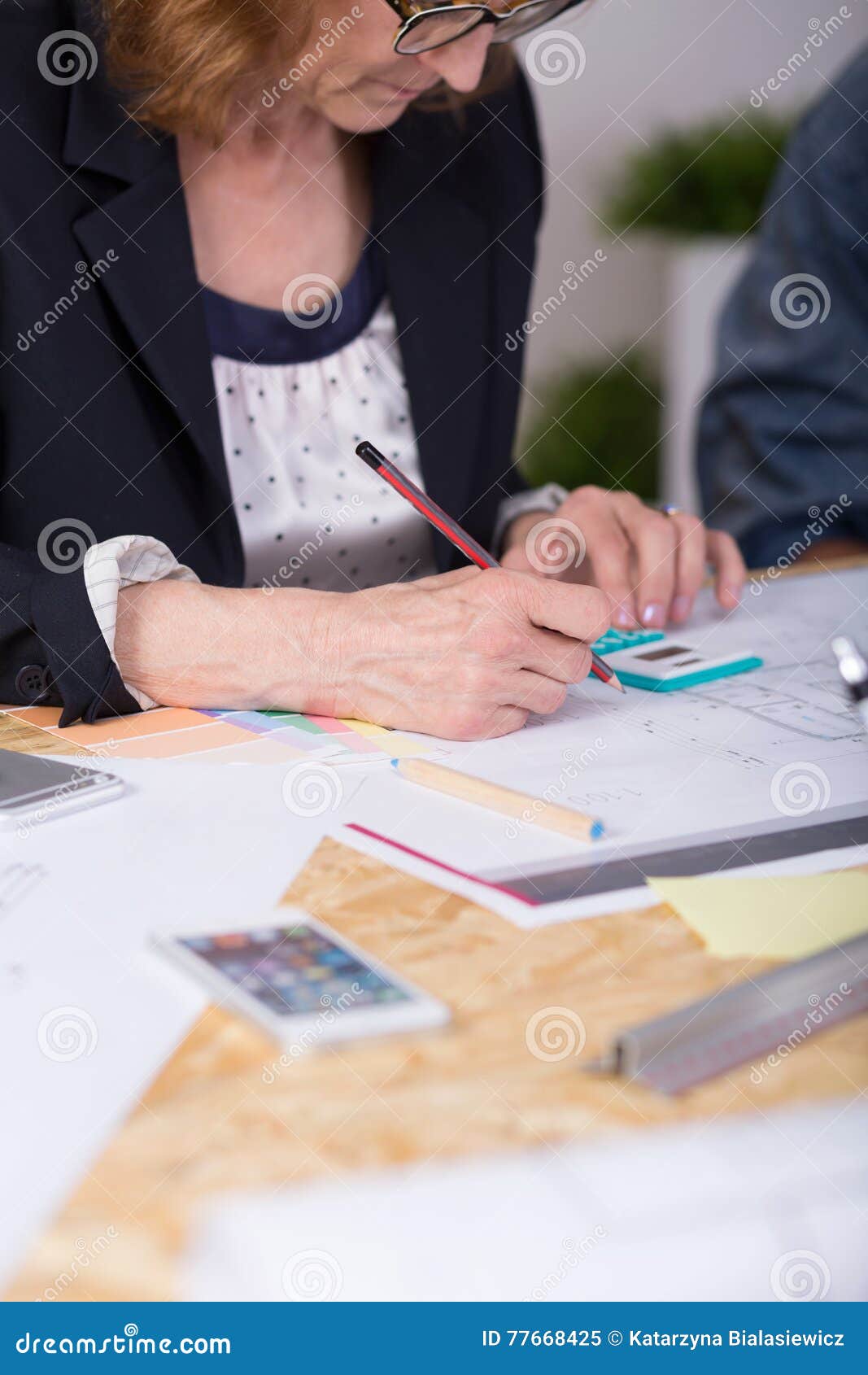 Making plans and designing stock image. Image of focus - 77668425