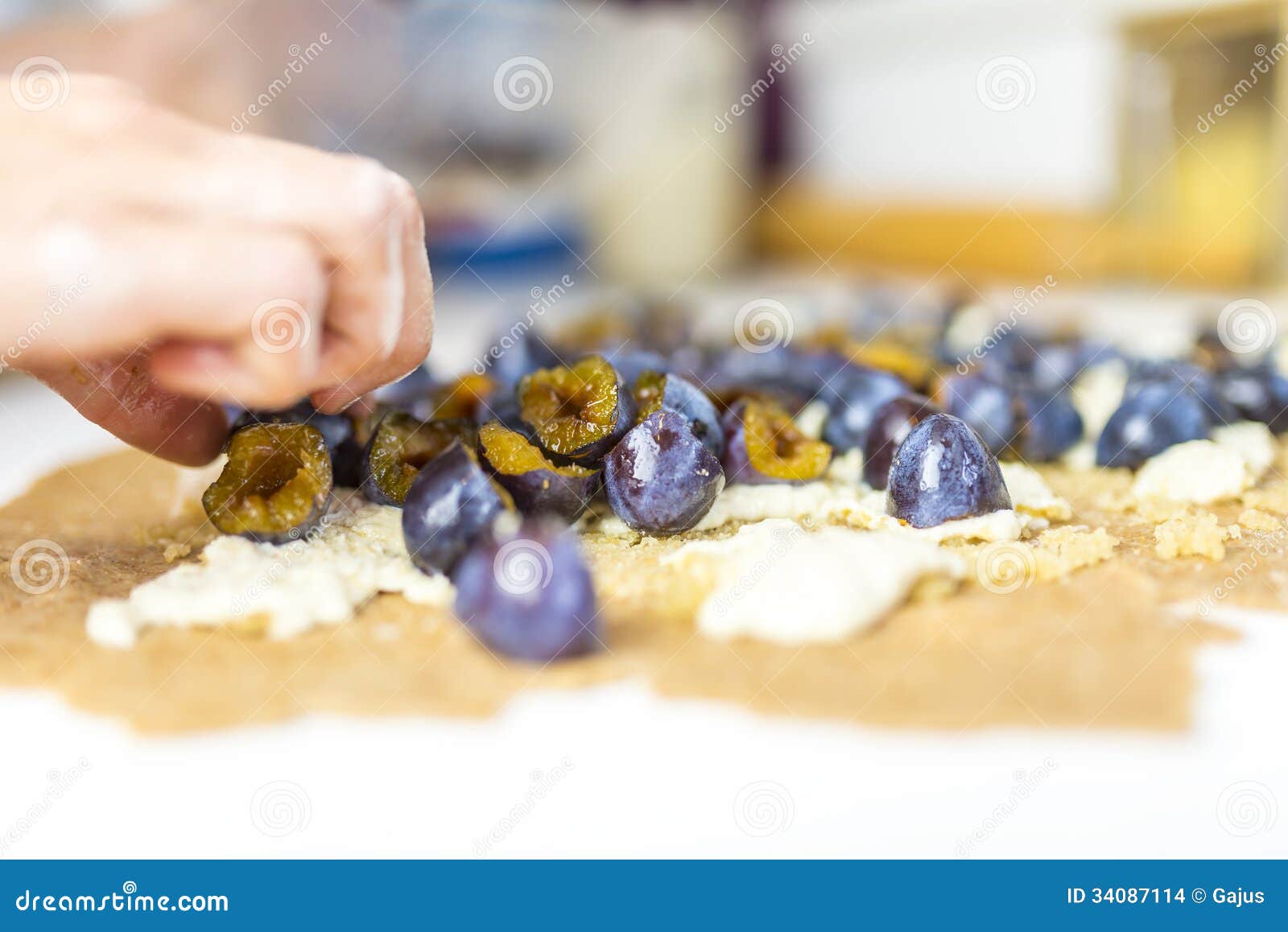 Making plum strudel stock photo. Image of dessert, ripe - 34087114
