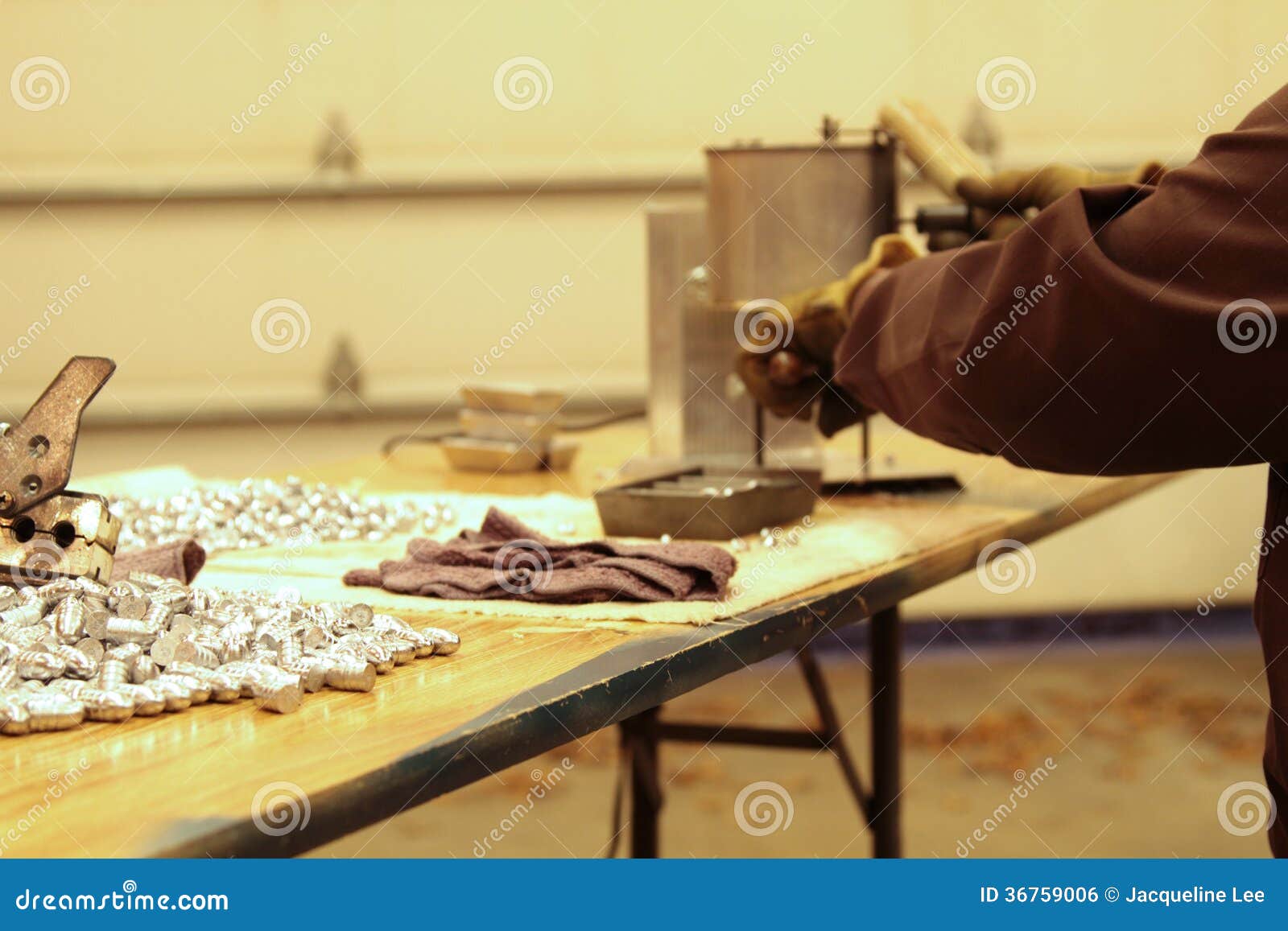 Making Reloading Bullets in Home Shop Stock Photo - Image of lead, mold ...
