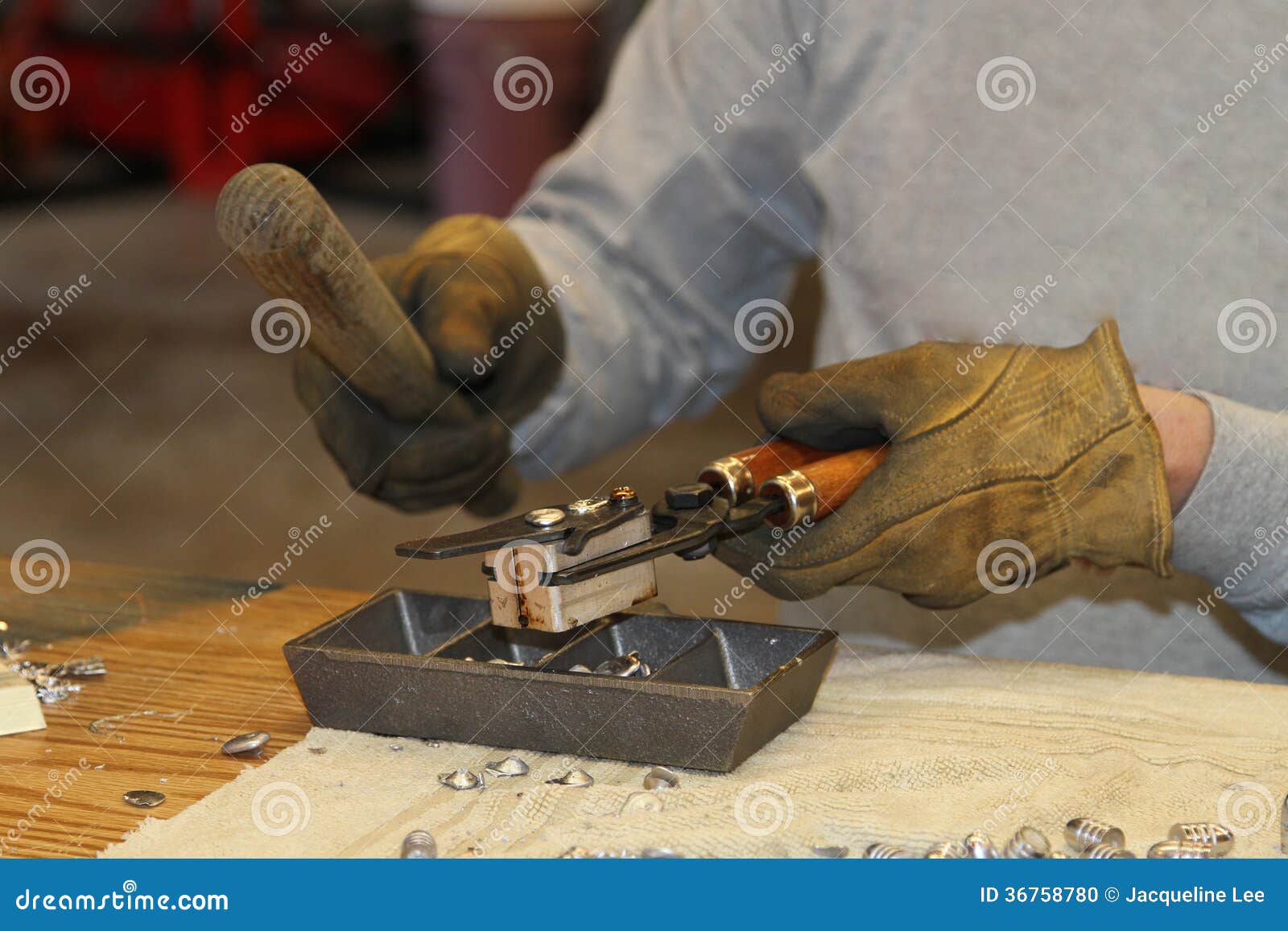 Making Reloading Lead Bullets in Home Shop Stock Photo - Image of shoot ...