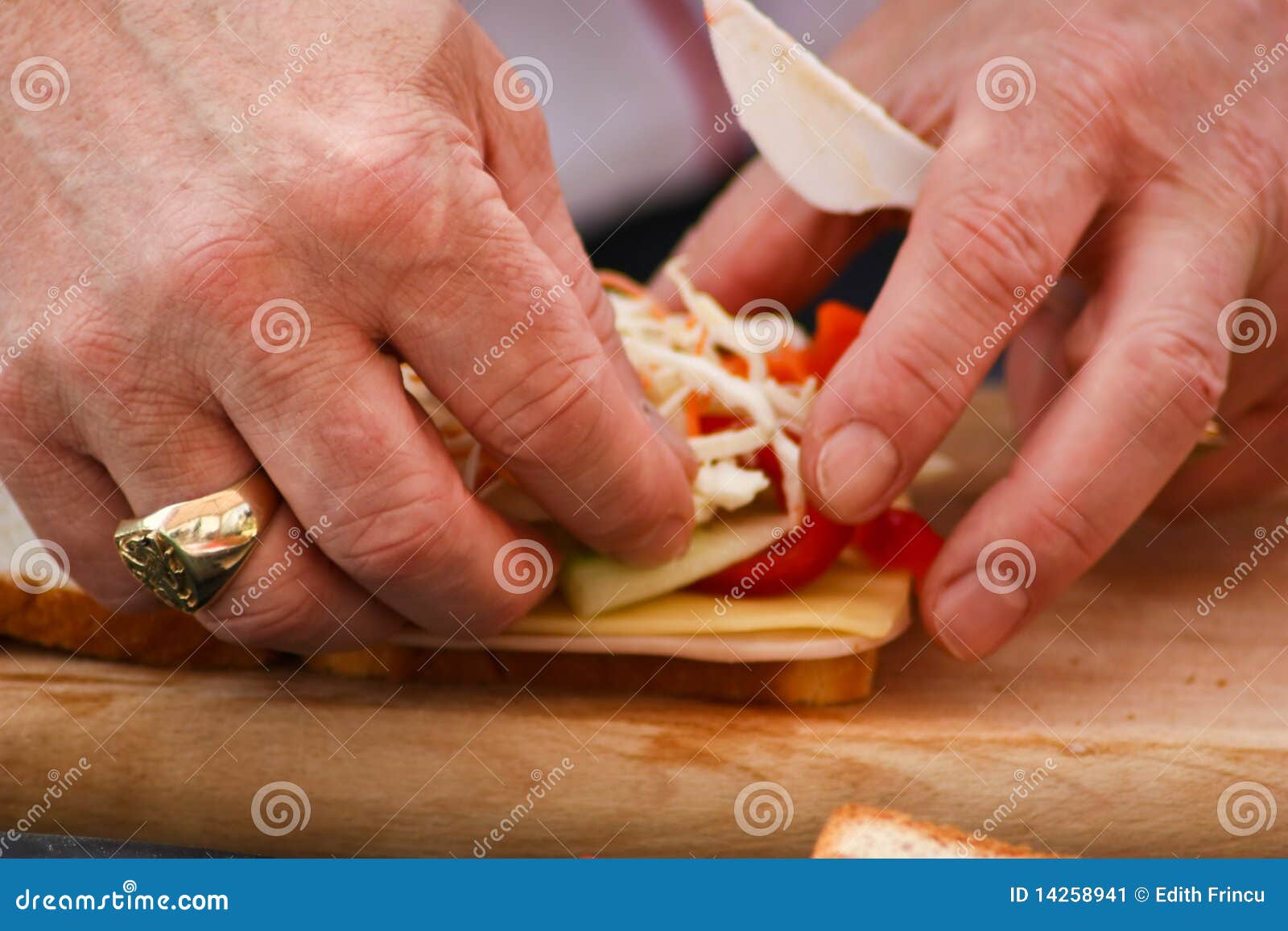 Making a sandwich stock image. Image of cooking, hands - 14258941