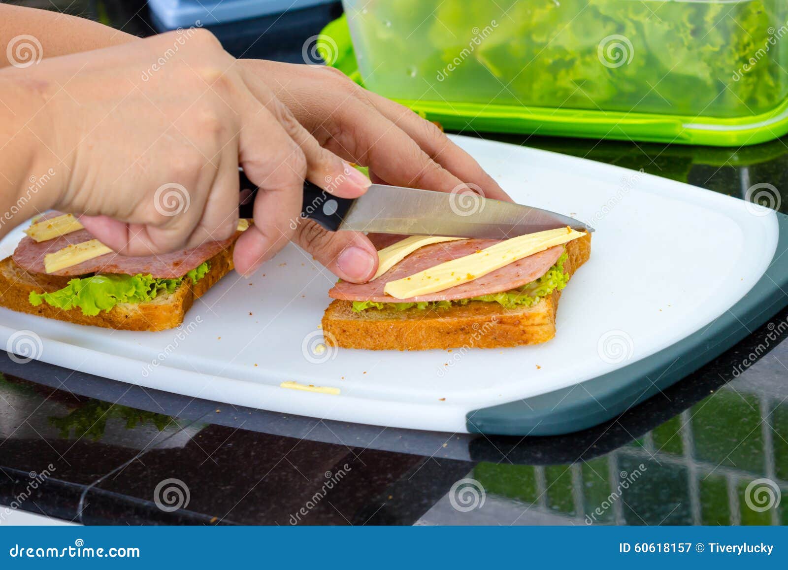 Making a sandwich stock image. Image of preparation, dish - 60618157