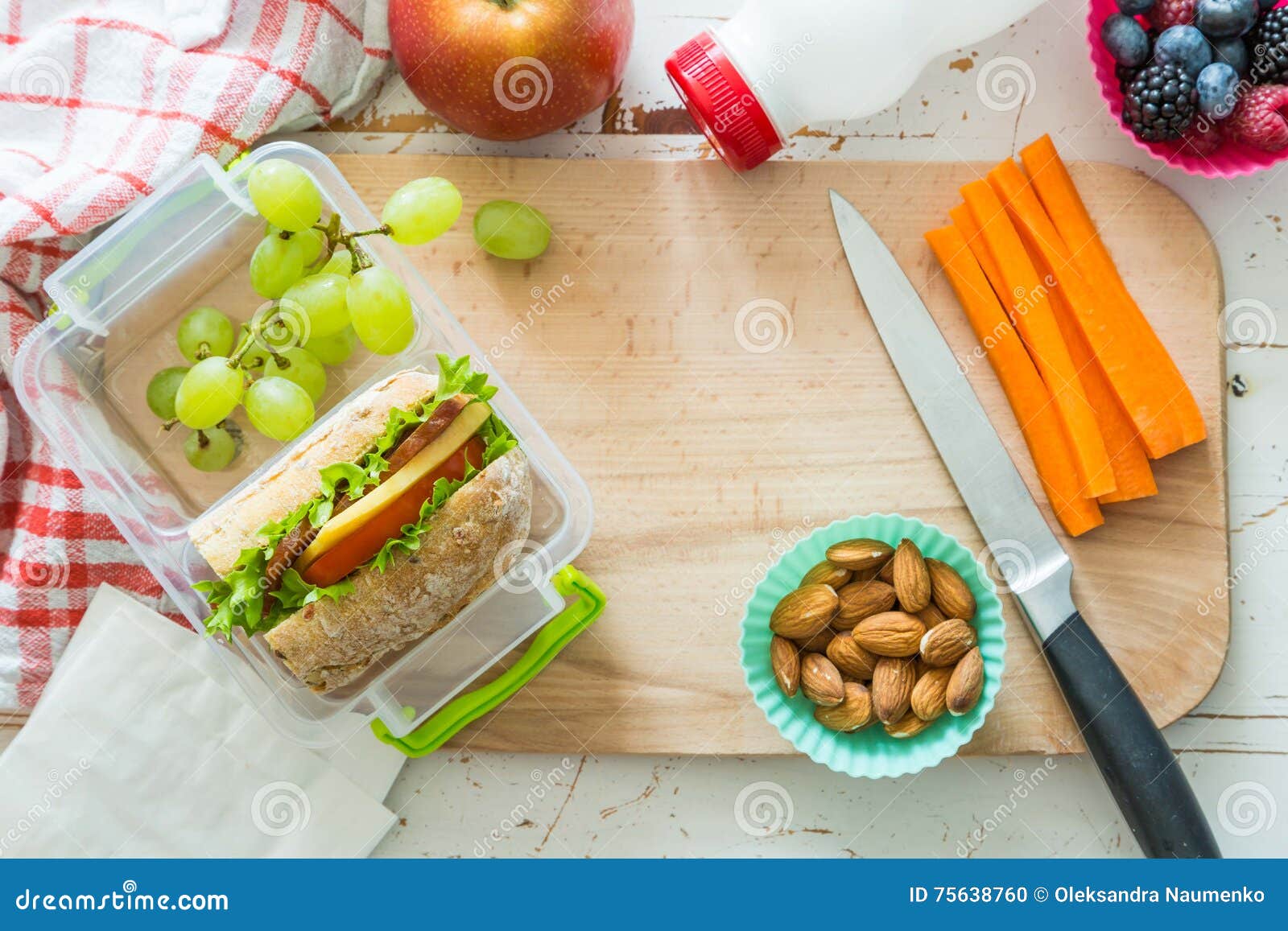 Making School Lunch on Wood Background Stock Photo - Image of culture ...