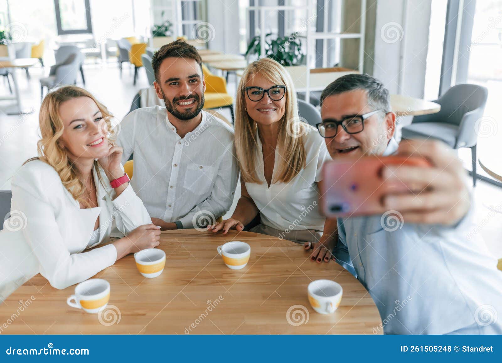 Making Selfie. Group of Professional Business People is in the Office ...