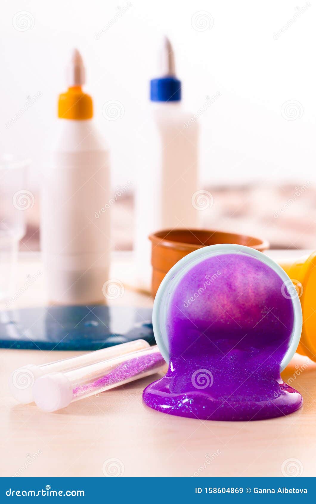 Making Slime Yourself. Ingredients for Making Bright Glittering Slime ...