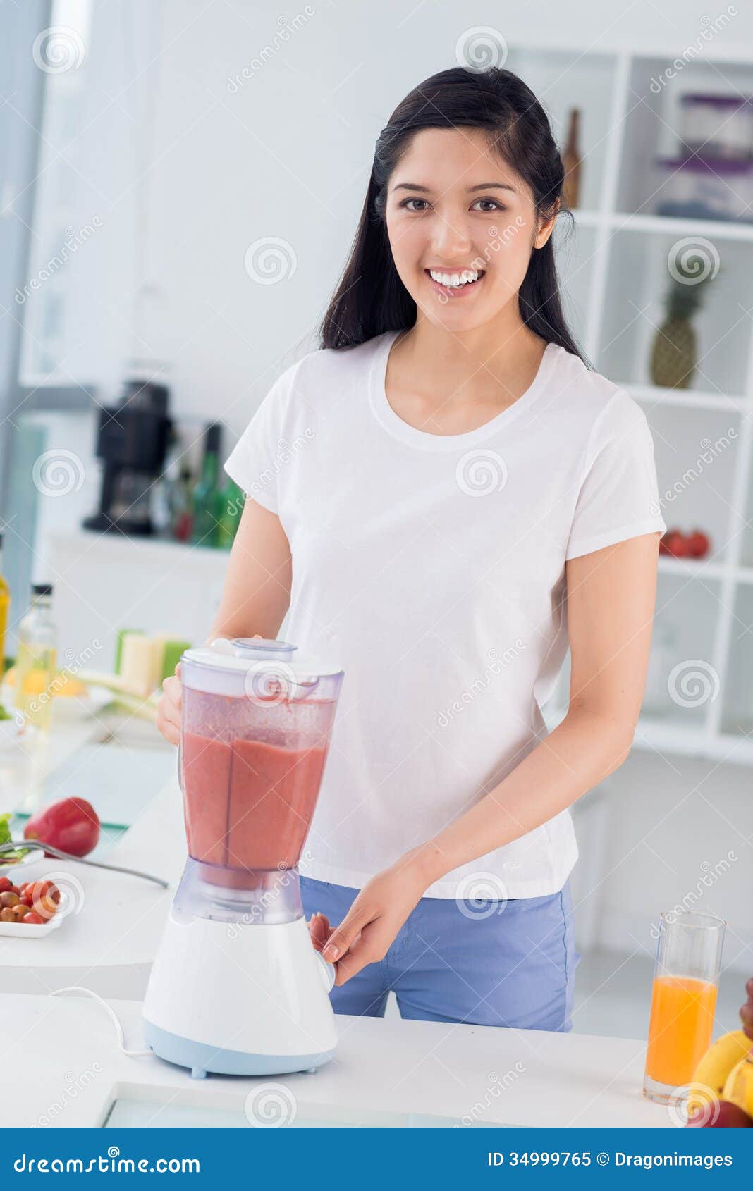 Making smoothie stock image. Image of cooking, attractive - 34999765