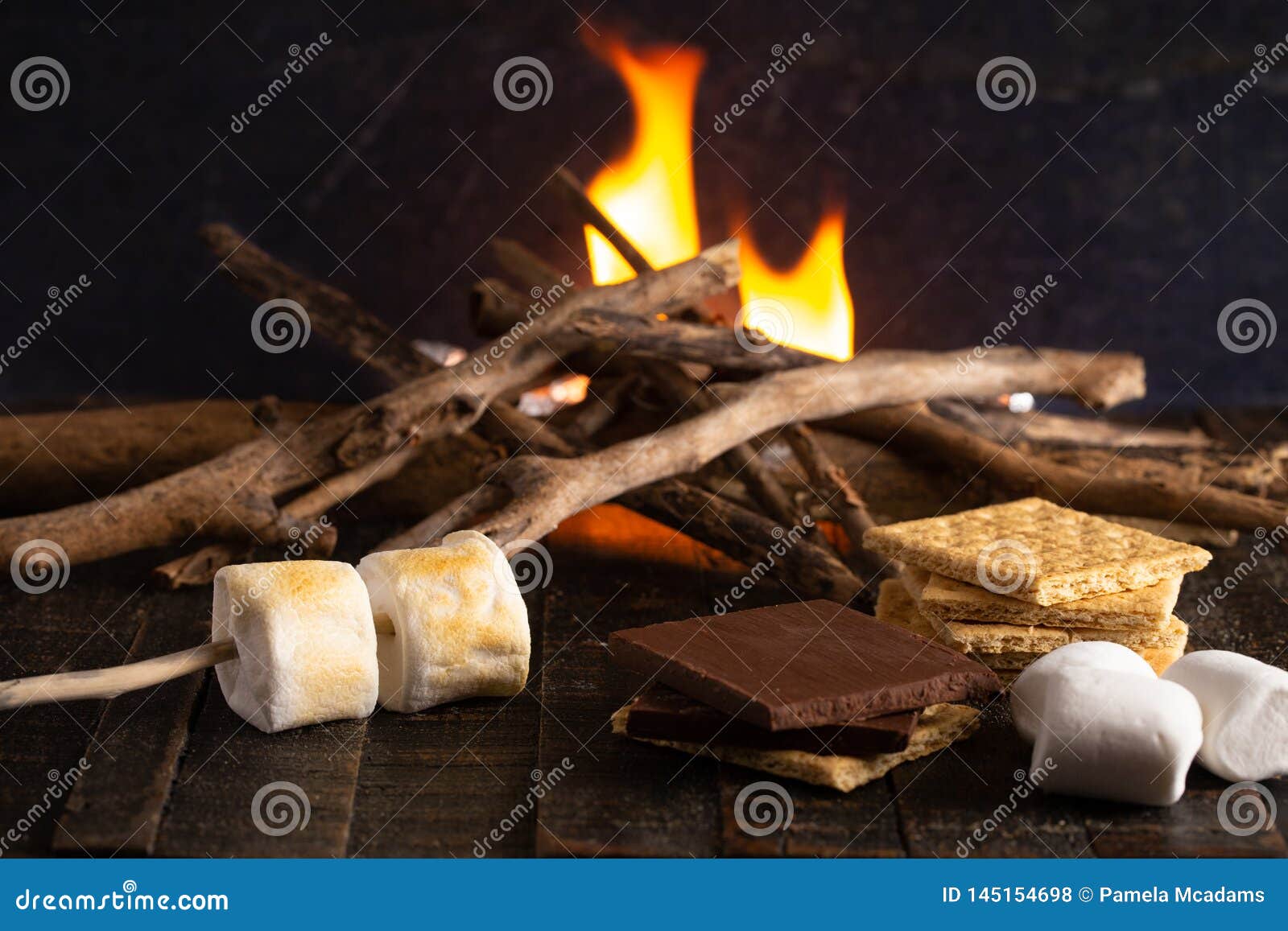 Making Smores on a Campfire Stock Photo - Image of studio, making ...