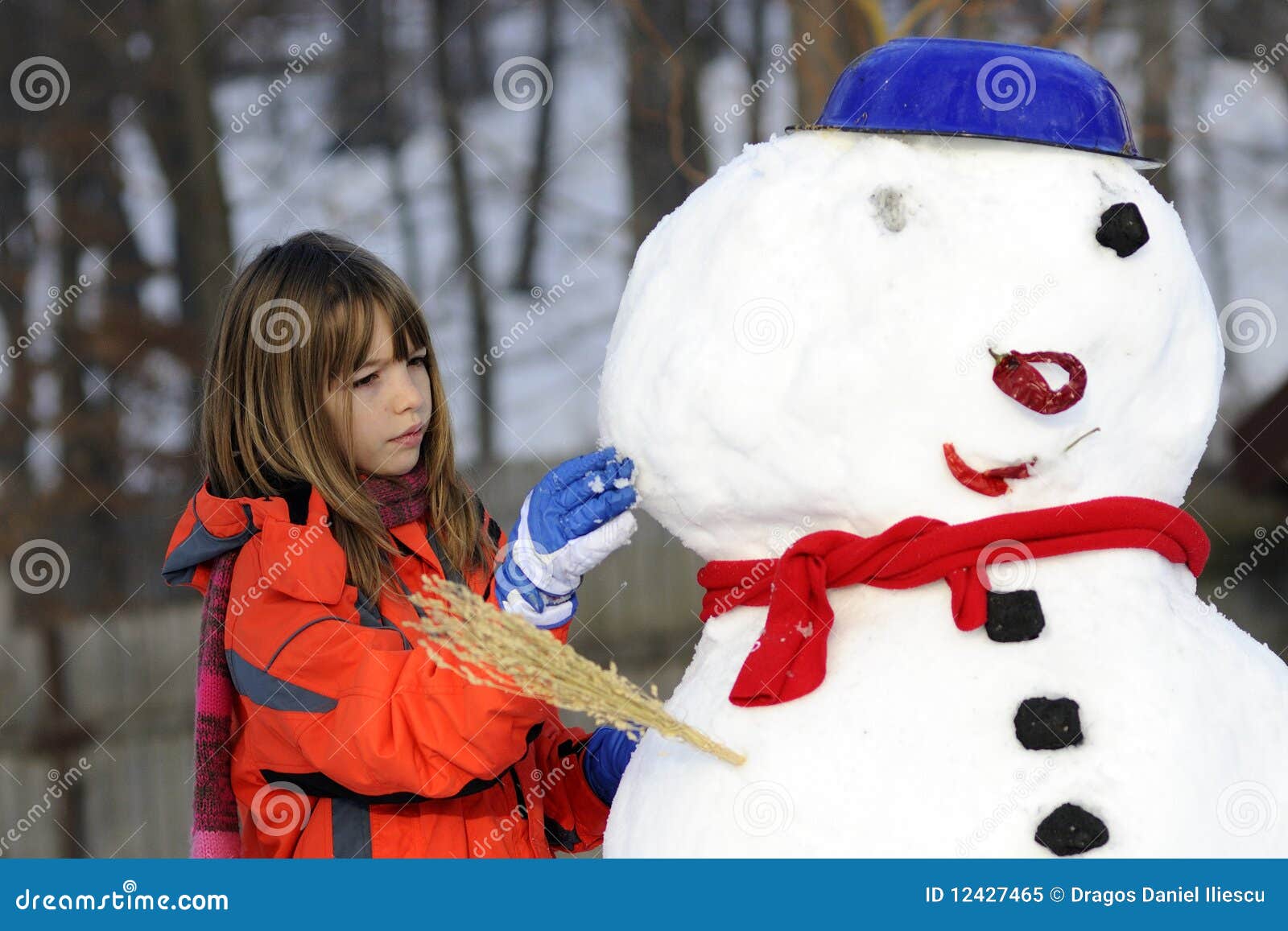 Making snowman stock image. Image of teen, beautiful - 12427465