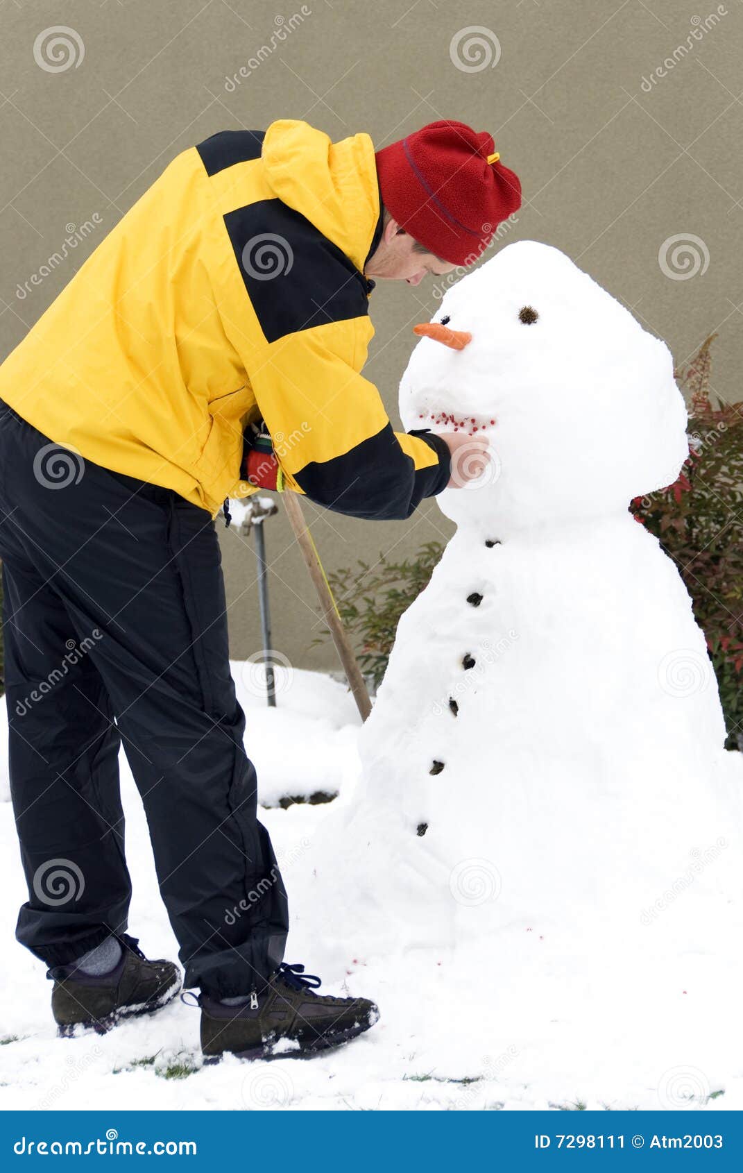 Making the snowman stock image. Image of tree, snow, cold - 7298111