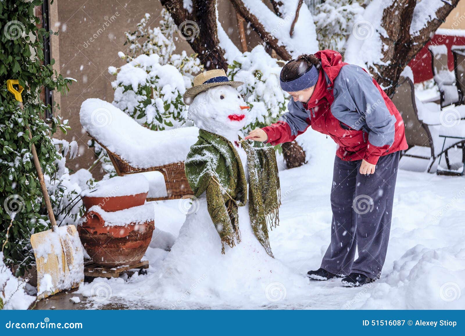 Making snowman stock image. Image of trees, cold, winter - 51516087