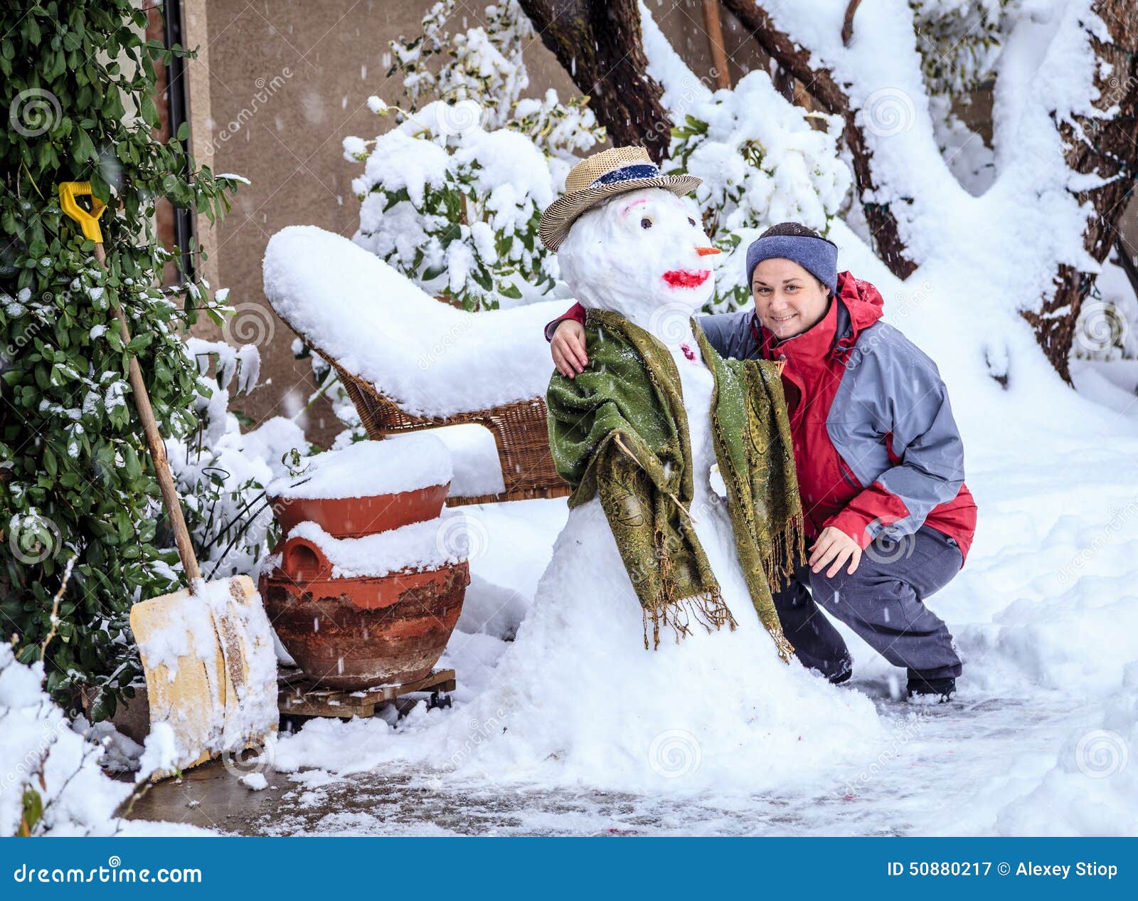 Making snowman stock image. Image of beautiful, white - 50880217