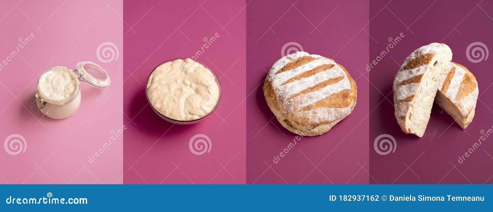 Making Sourdough Bread Step by Step. Baking Bread Collage Stock Photo ...