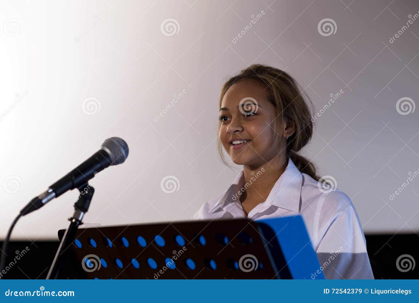Making a Speech stock image. Image of podium, girl, auditorium - 72542379