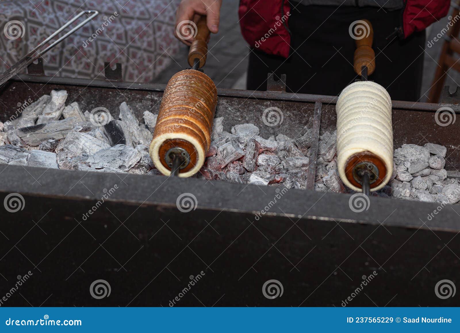 Making Spit Cake on Charcoal Fire Stock Image - Image of dessert ...
