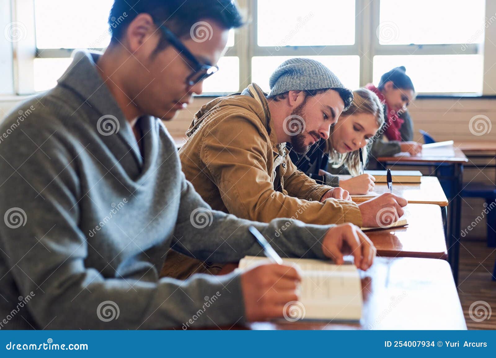 Making Sure he Doesnt Miss a Thing. a Group of University Students ...