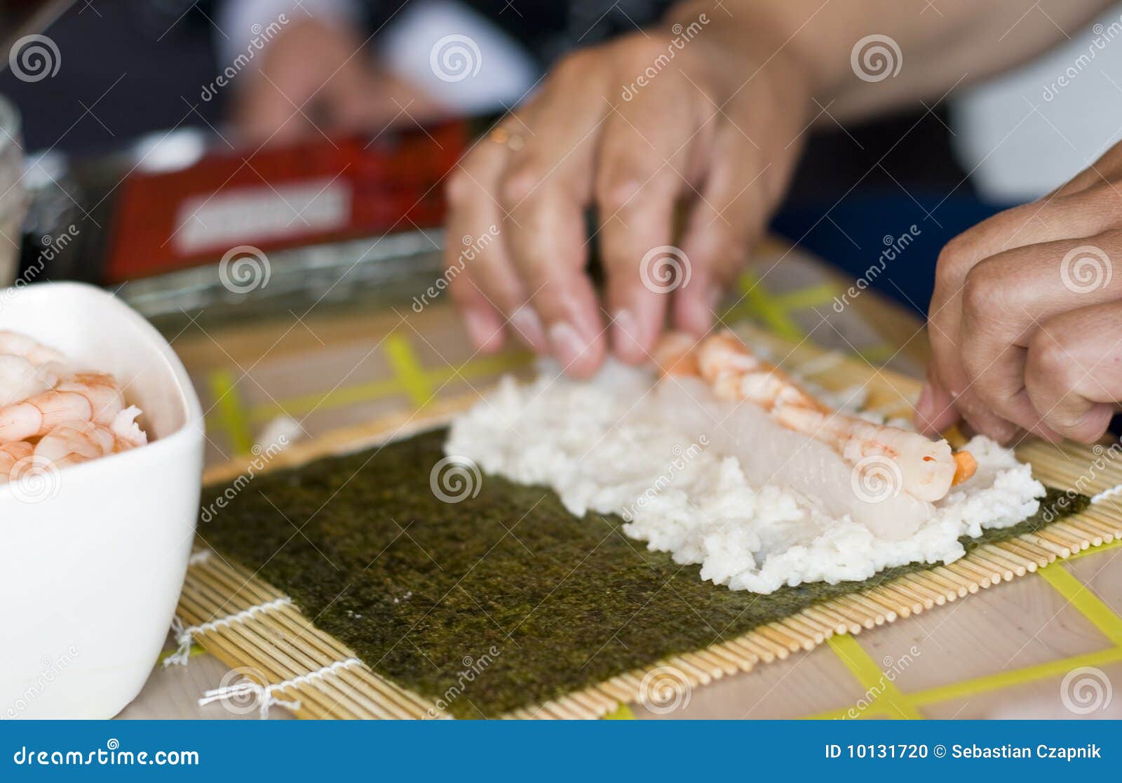 Making sushi stock photo. Image of food, making, hand - 10131720