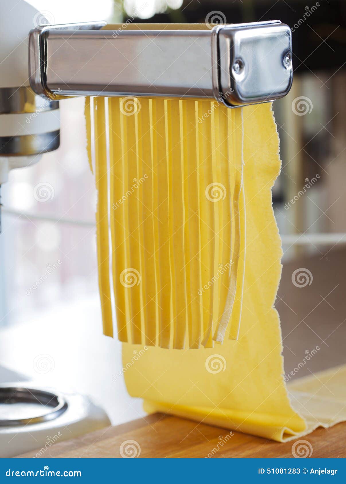 Making Tagliatelle with a Pasta Machine. Stock Image - Image of maker ...