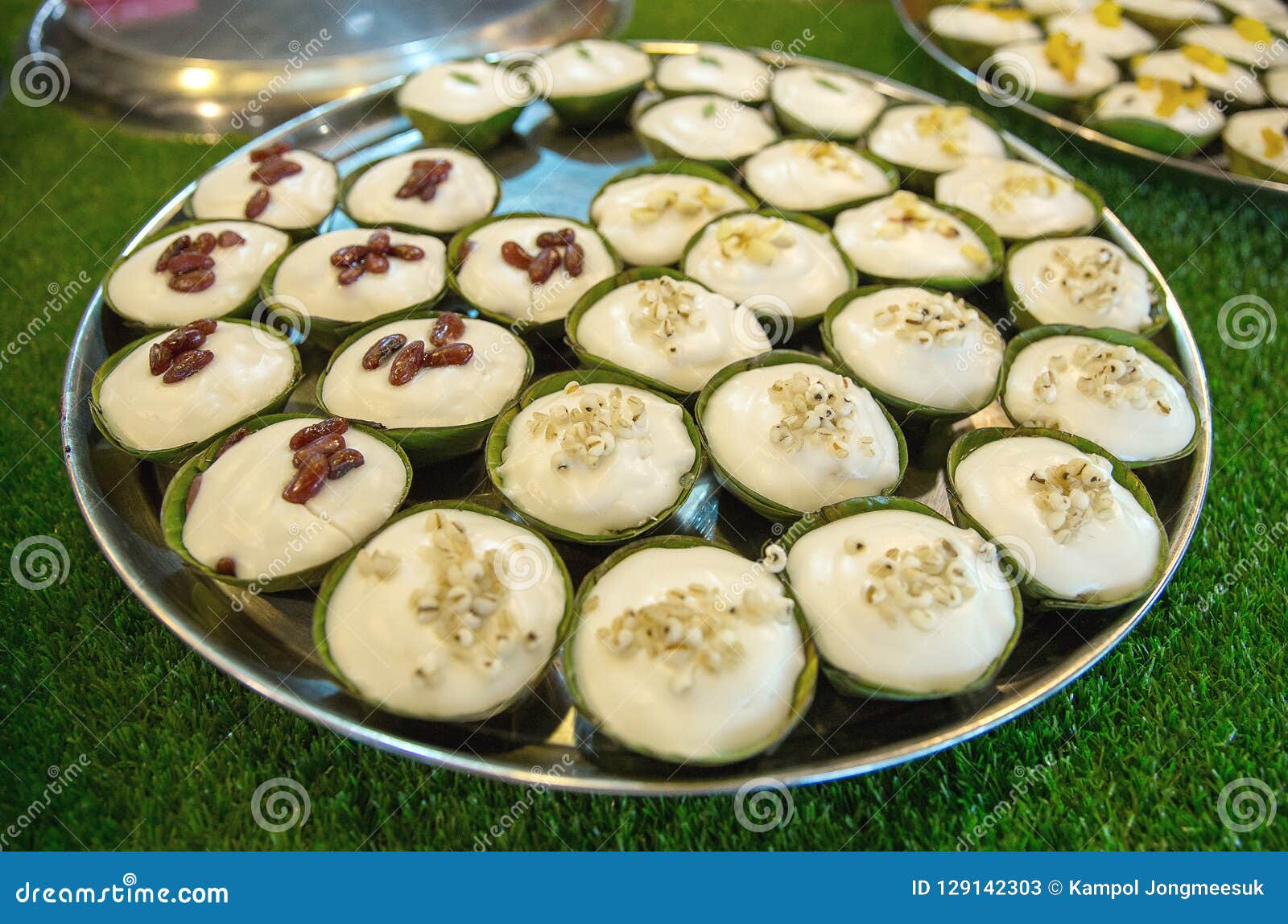 Making of Thai Pudding with Coconut Topping As Know As Ta-ko Stock ...