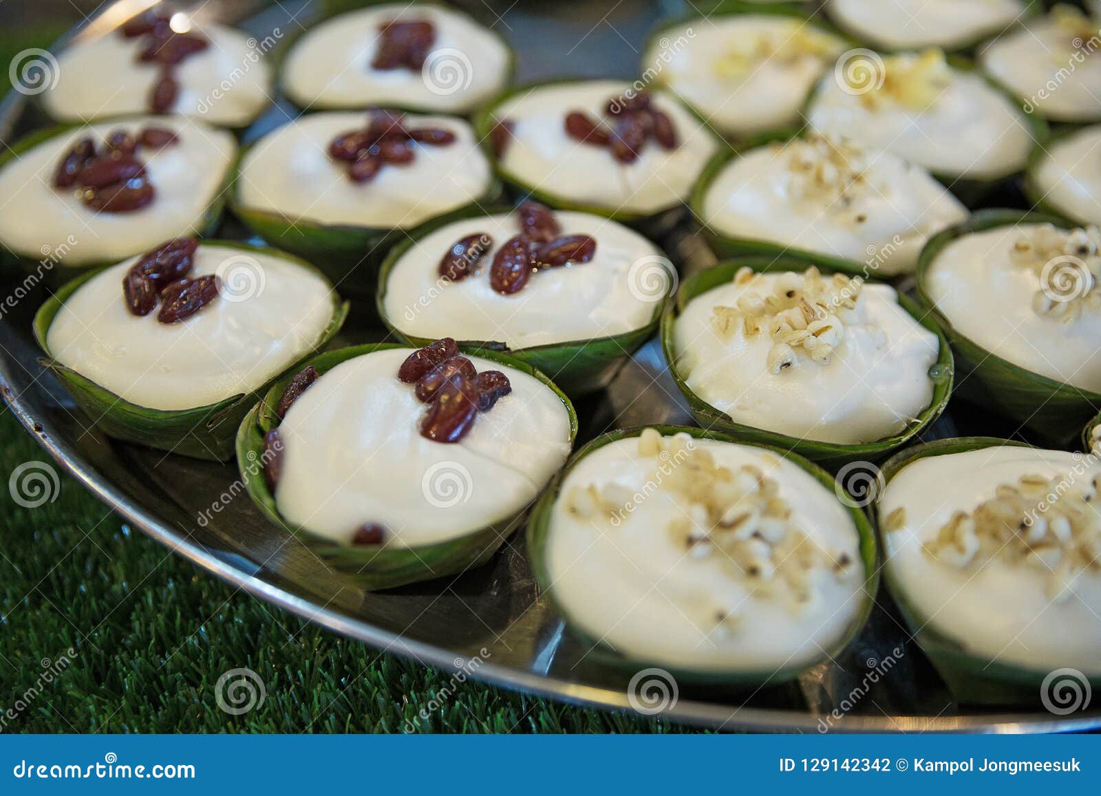 Making of Thai Pudding with Coconut Topping As Know As Ta-ko Stock ...
