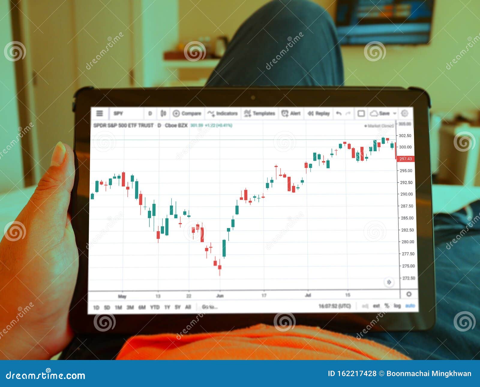 Making Trading Online on the Smart Phone. Check Trend Graph Stock Photo ...