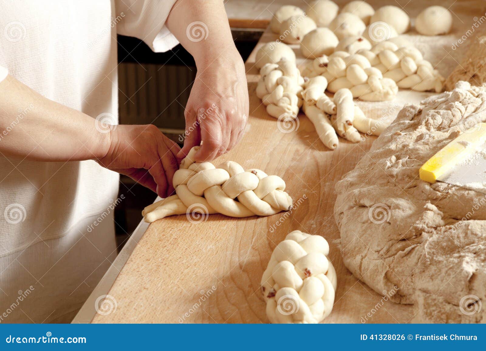 Making Traditional Czech Christmas Pastry Vanocka Stock Photo - Image ...
