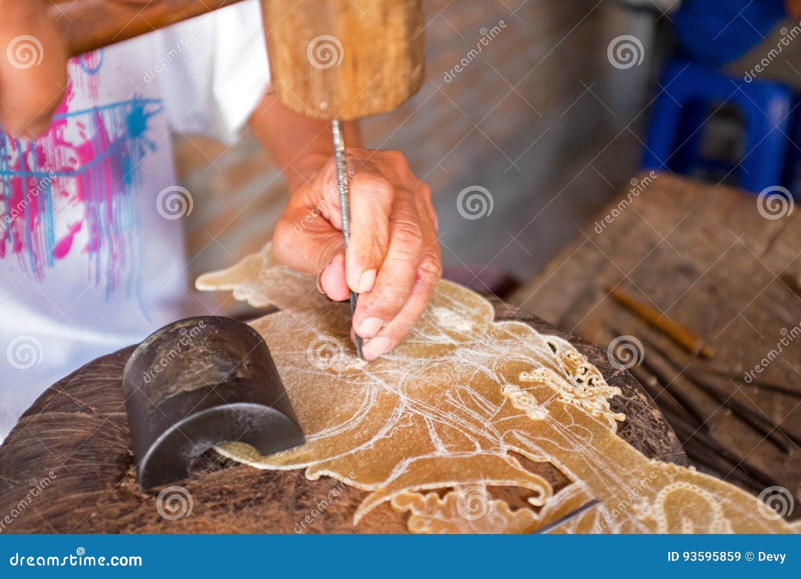 Making Tradititional Wajang Puppet on Java Indonesia Stock Image ...