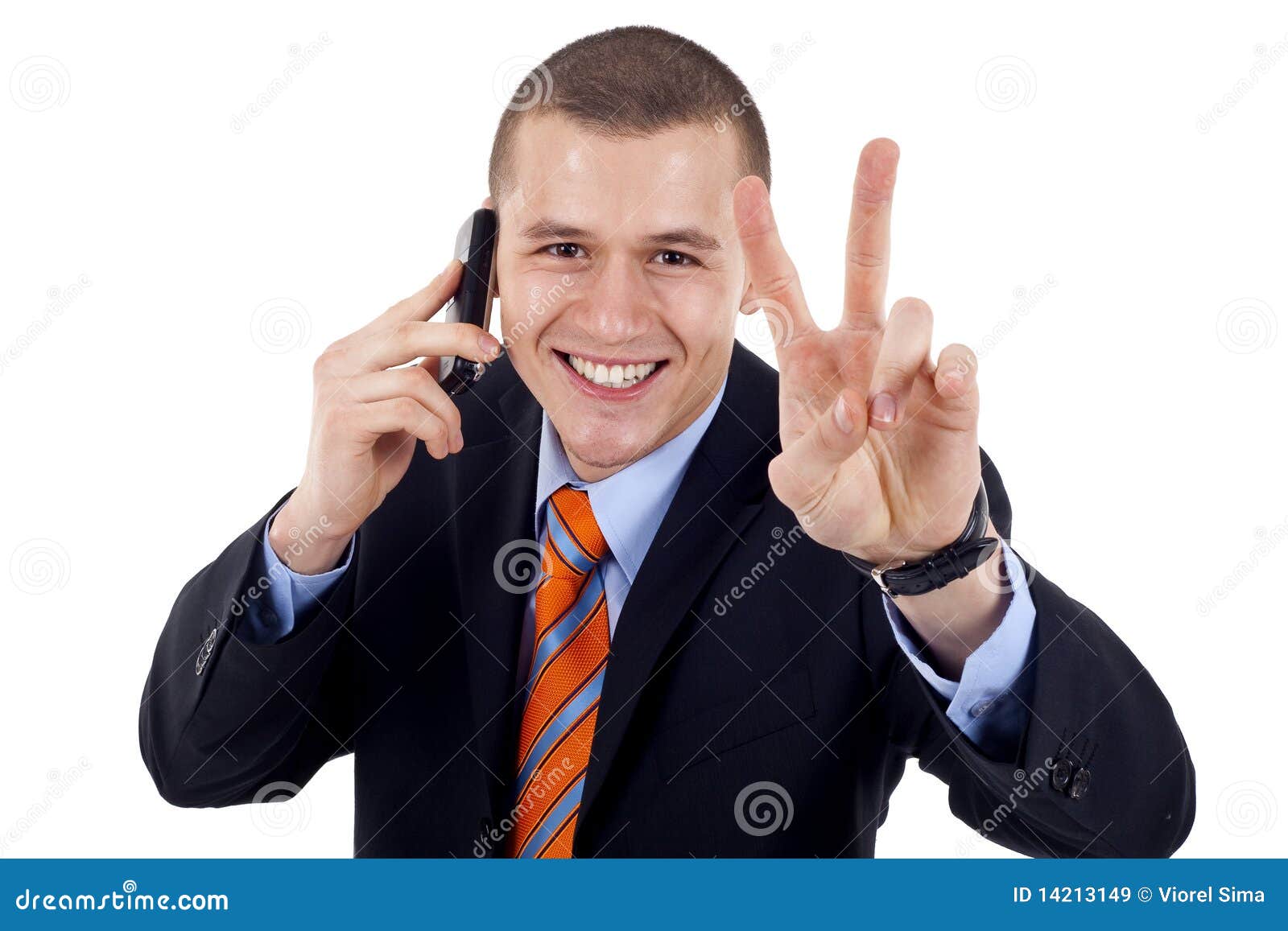Making victory sign stock image. Image of portable, message - 14213149
