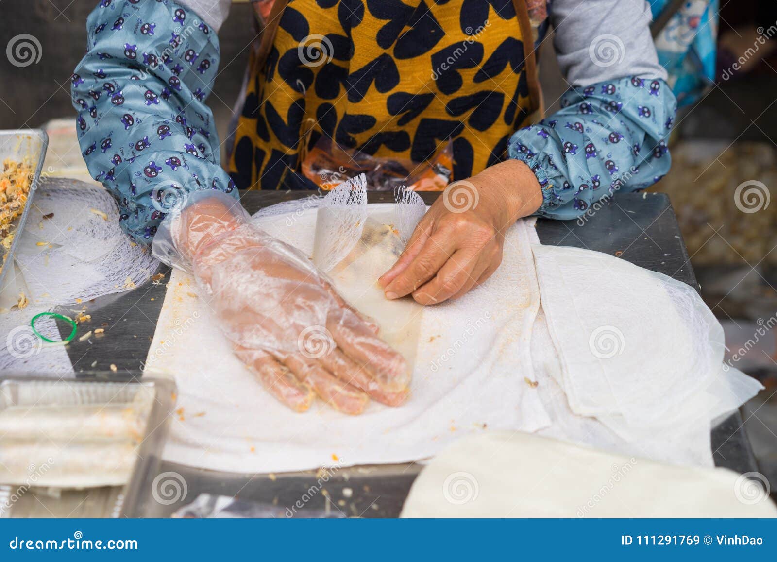 Making Vietnamese Traditional Spring Rolls by Hands Stock Image - Image ...