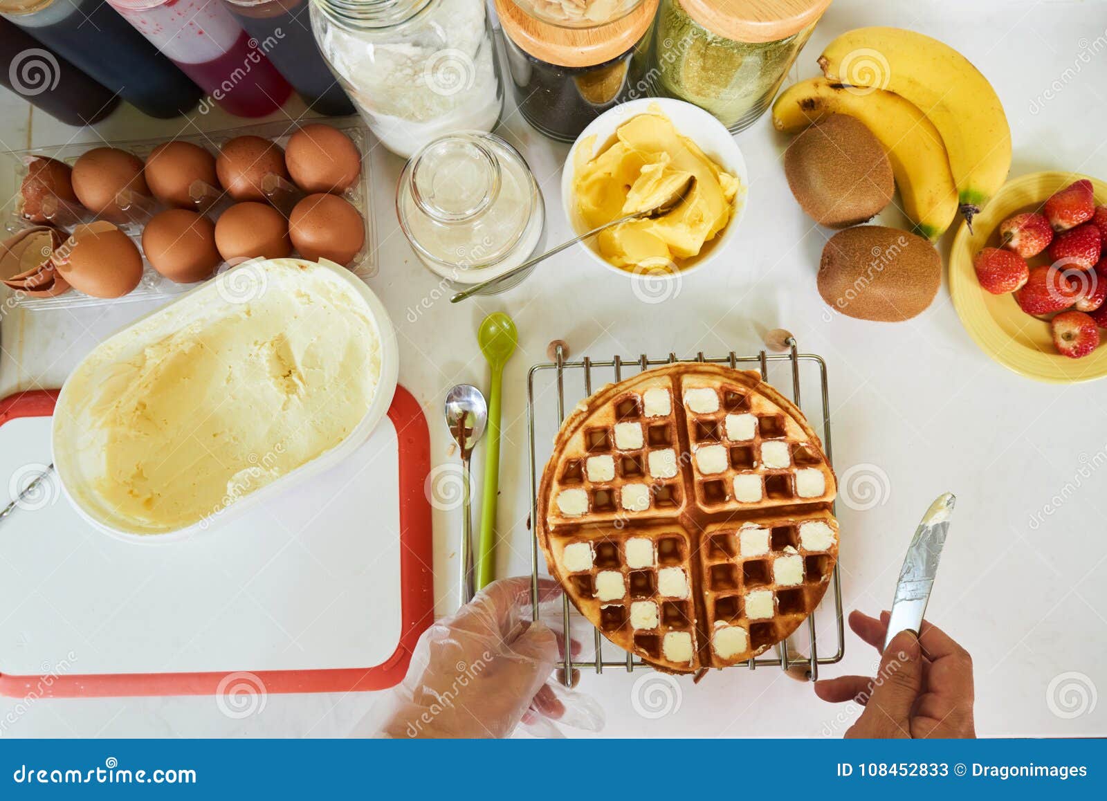 Making Waffles for Breakfast Stock Image - Image of butter, maker ...