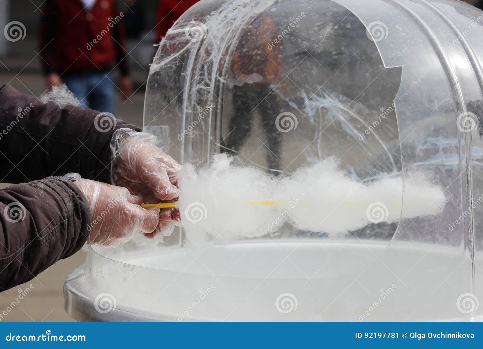 Making White Cotton Candy in Cotton Candy Machine Stock Image - Image ...