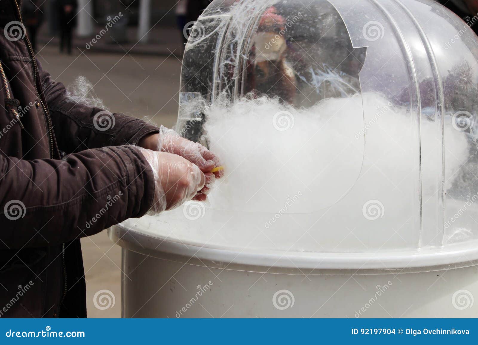 Making White Cotton Candy in Cotton Candy Machine Stock Photo - Image ...