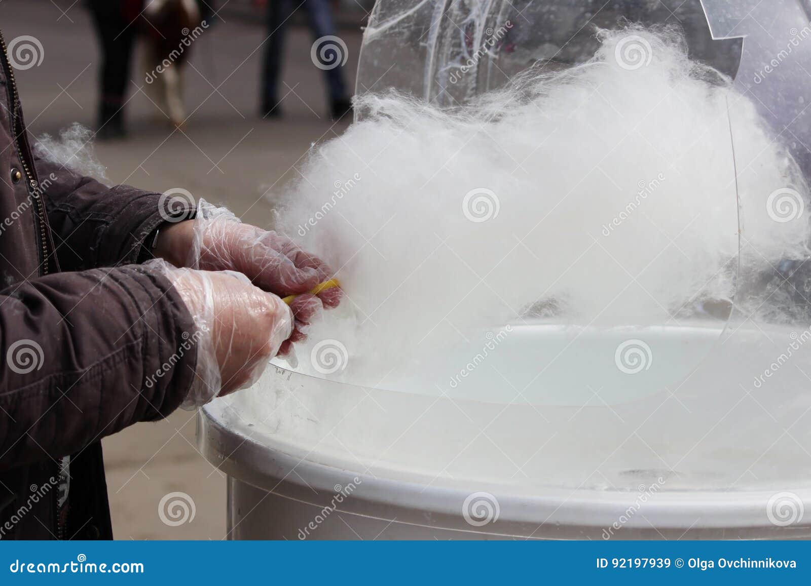 Making White Cotton Candy in Cotton Candy Machine Stock Image - Image ...