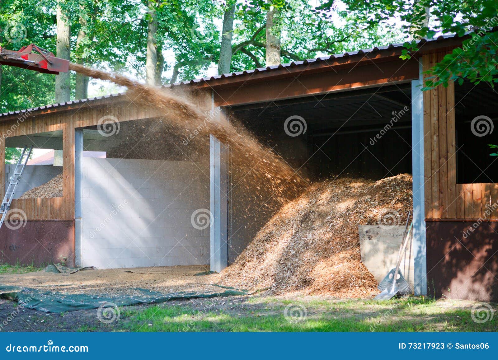 Making wood chips stock image. Image of outside, agriculture - 73217923