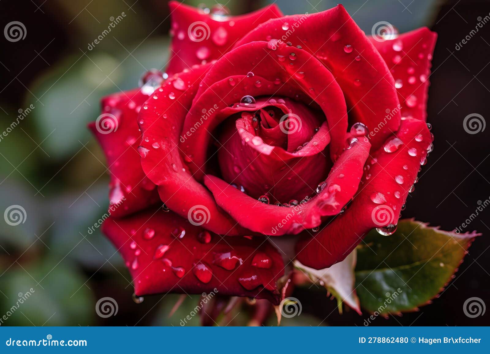 Makro View of a Red Rose with Water Drops Stock Illustration ...
