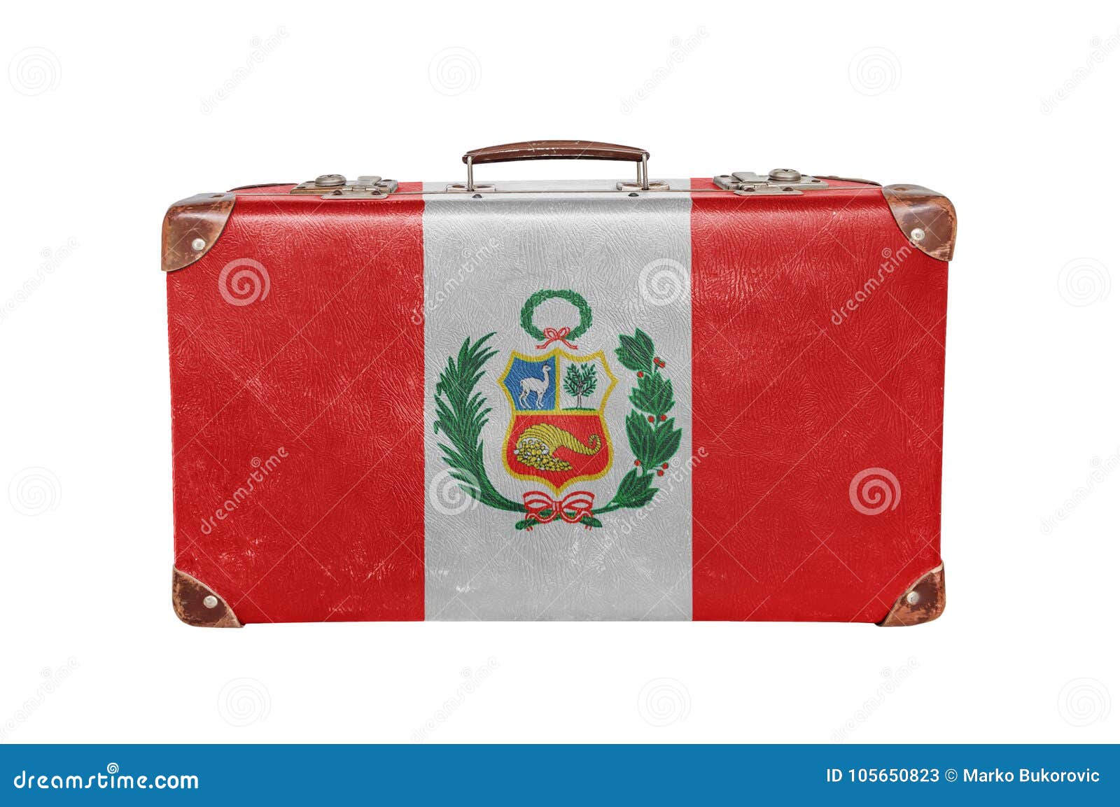 Mala De Viagem Do Vintage Com Bandeira Do Peru Imagem de Stock - Imagem ...