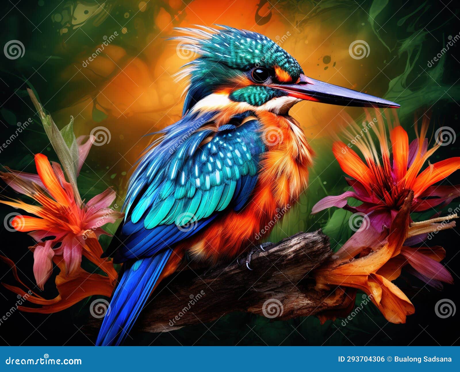 Malachite Kingfisher Stock Illustration | CartoonDealer.com #294990709