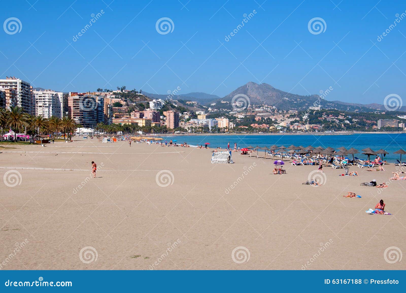 Malaga Beach Panoram, Spain Editorial Stock Photo - Image of beachfront ...