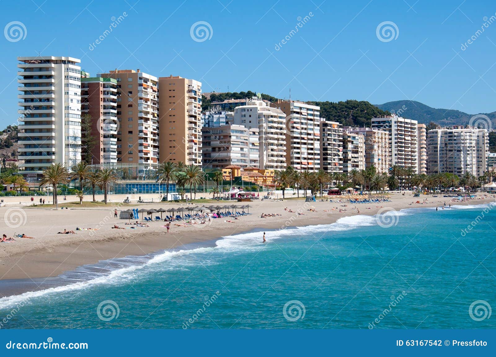 Malaga beach, Spain editorial photography. Image of apartment - 63167542