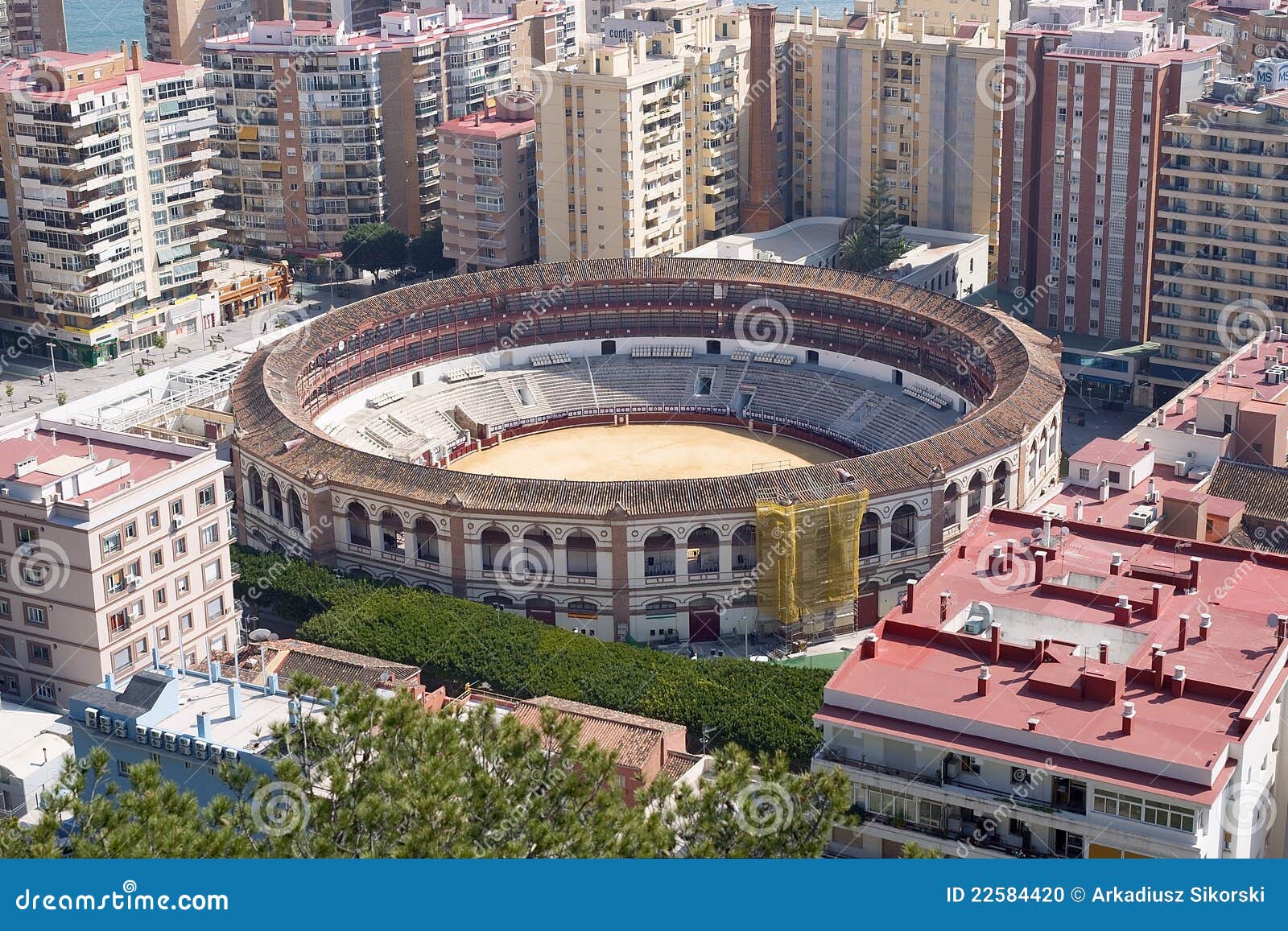 Malaga bull ring stadium. stock photo. Image of city - 22584420
