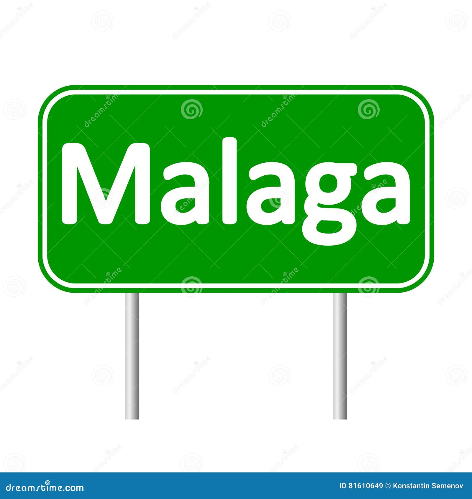 Malaga road sign. stock illustration. Illustration of city - 81610649