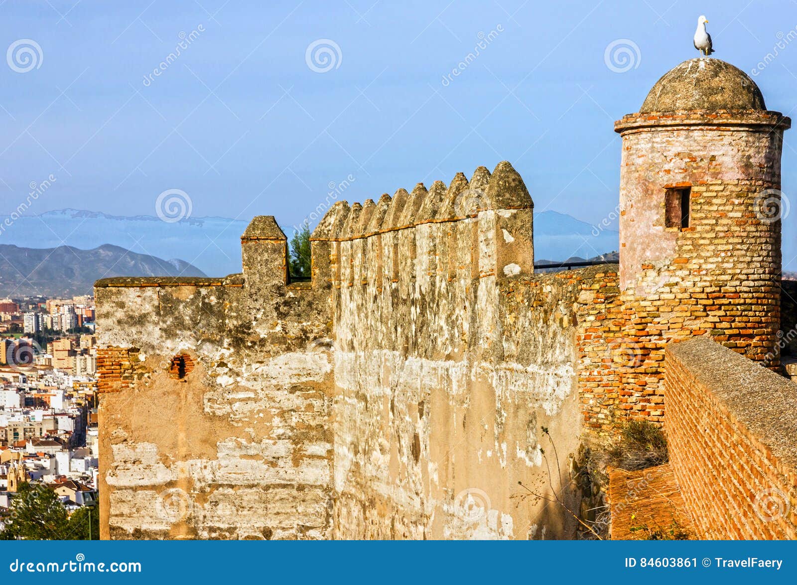 Malaga in Spagna Castello Di Gibralfaro, Fortezza Immagine Stock ...