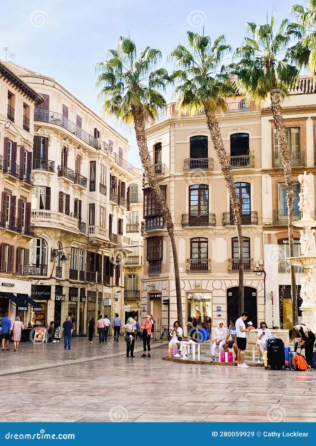 Malaga, Spain - 10-27-2022 - Busy Street in Downtown Area of Malaga ...