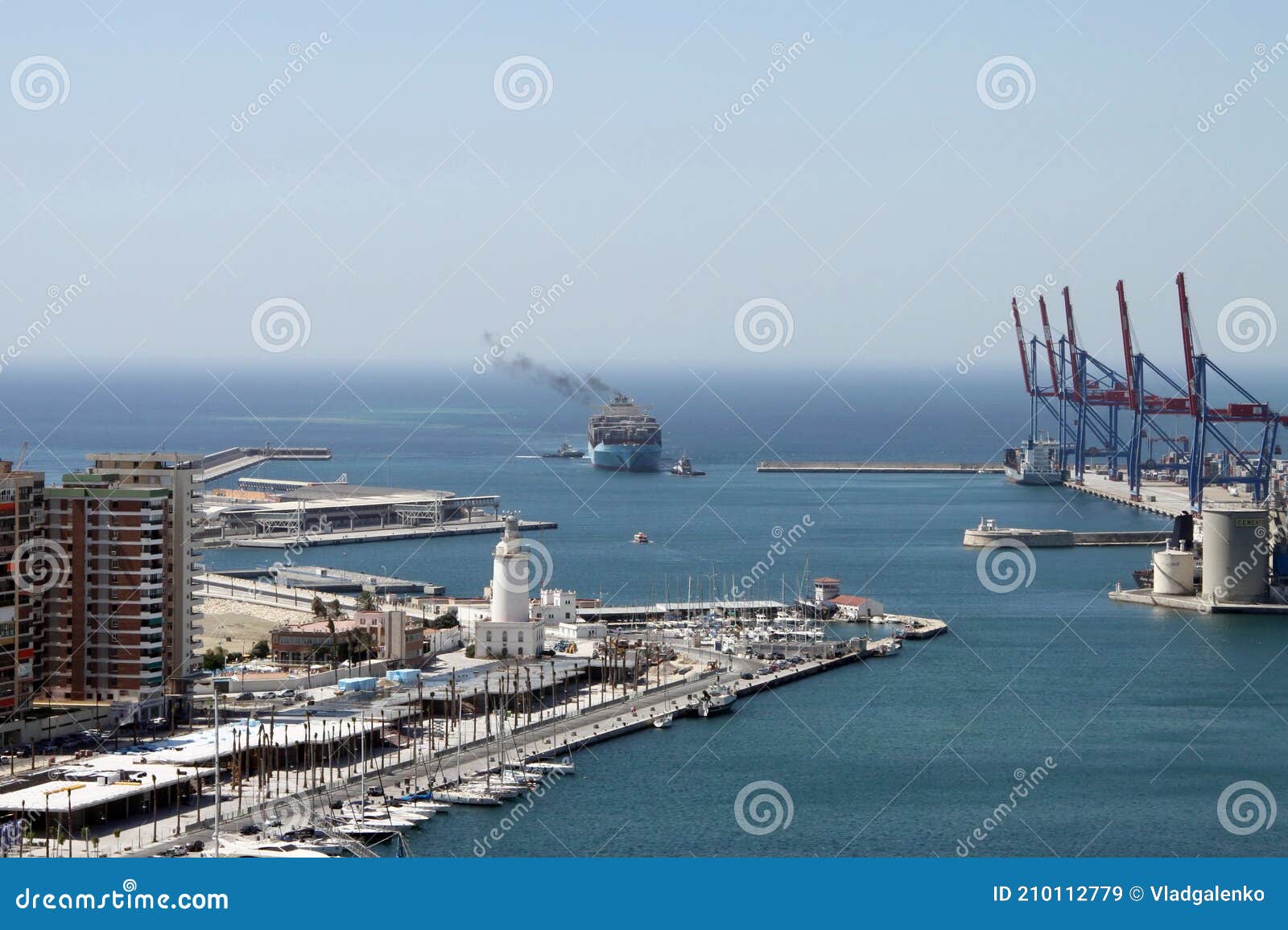 Container Ship Enters the Port of Malaga Stock Image - Image of port ...
