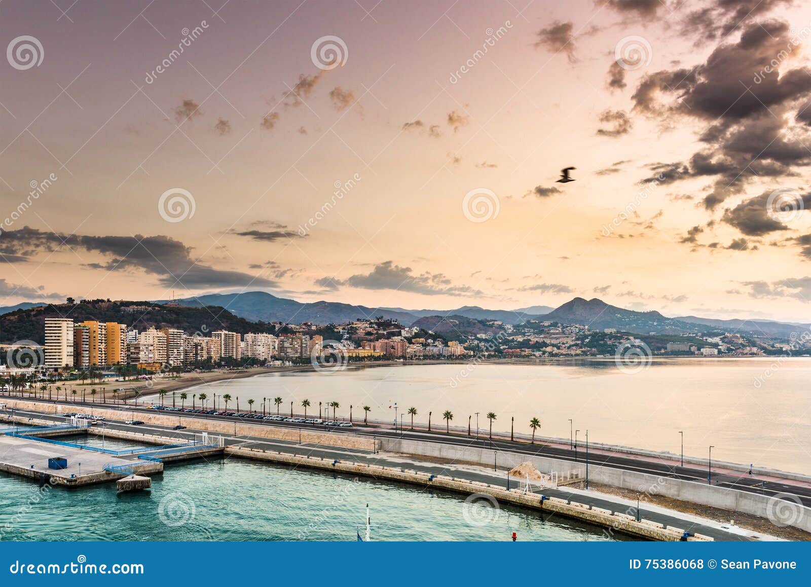 Malaga, Spain Oceanfront stock photo. Image of buildings - 75386068