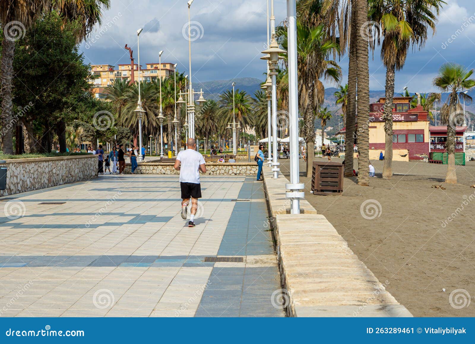 Promenade Along Beach in Malaga, Spain on October 10, 2022 Editorial ...