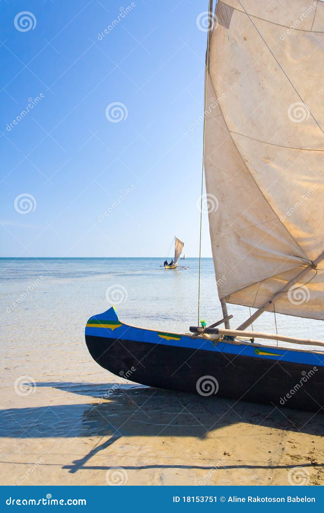 Malagasy outrigger pirogue stock image. Image of outdoors - 18153751